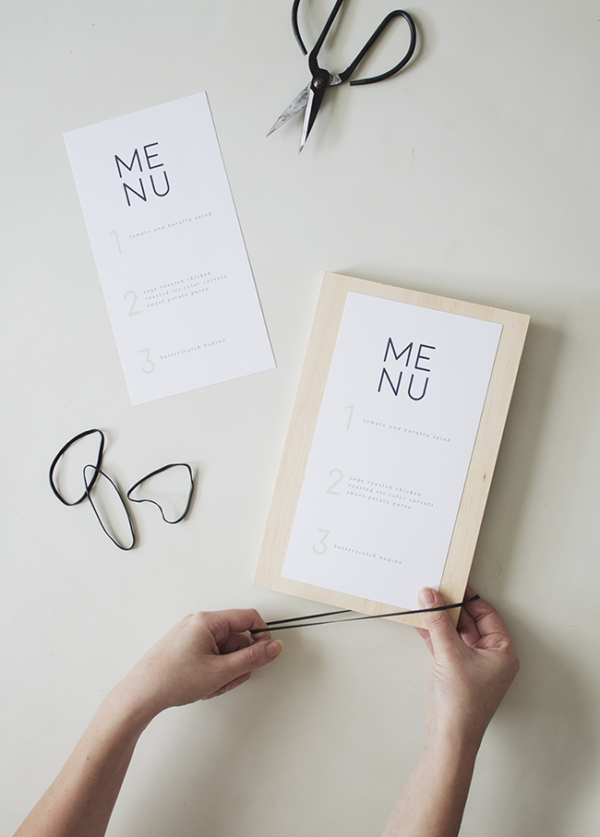 DIY wood + rubber band menus ( with free printable ) – almost makes perfect