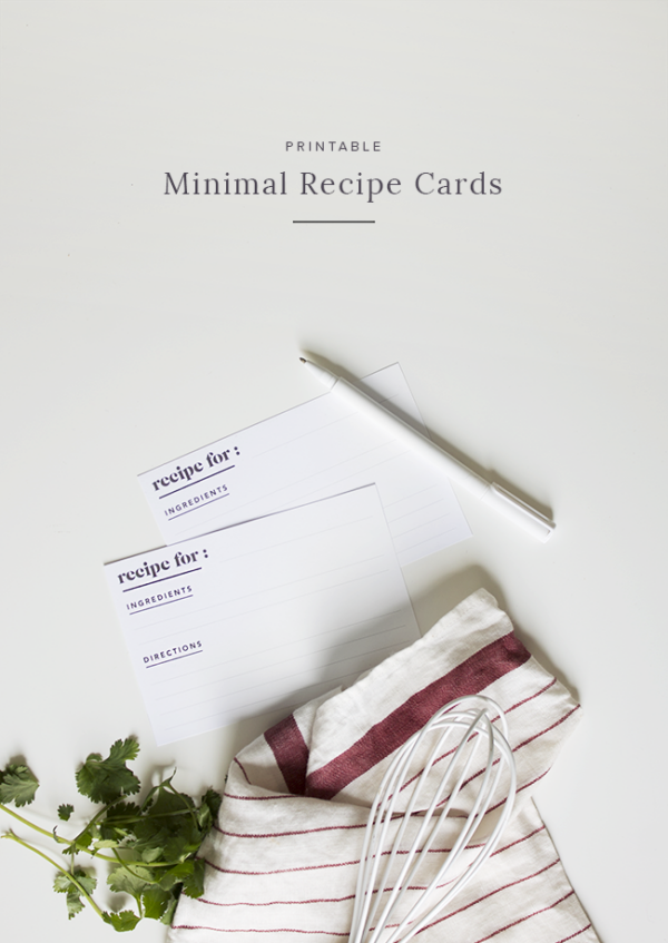 printable minimal recipe cards – almost makes perfect