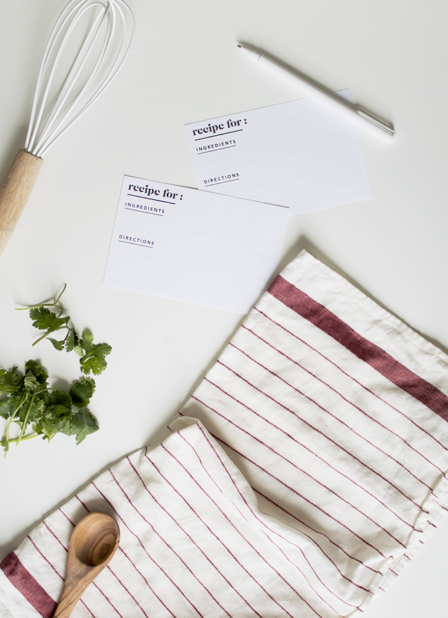 printable minimal recipe cards – almost makes perfect
