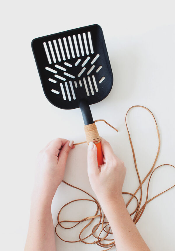 DIY leather cat litter scoop – almost makes perfect
