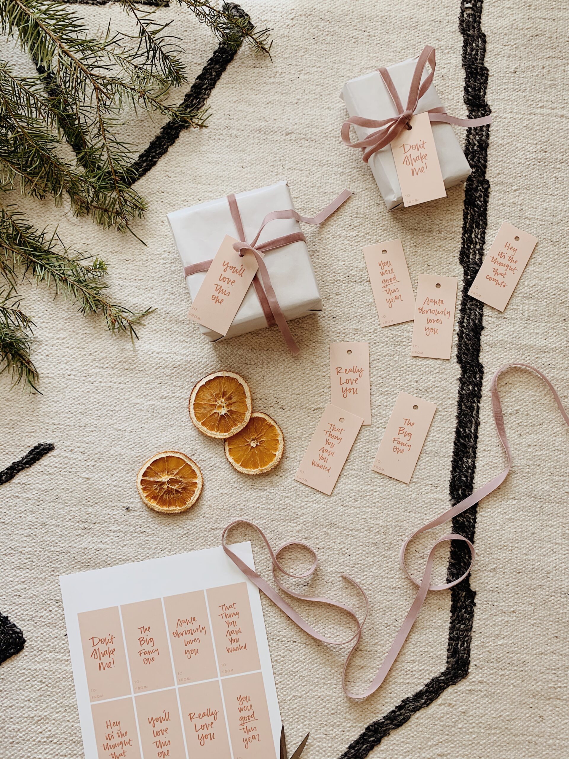 printable peachy minimal holiday gift tags – almost makes perfect