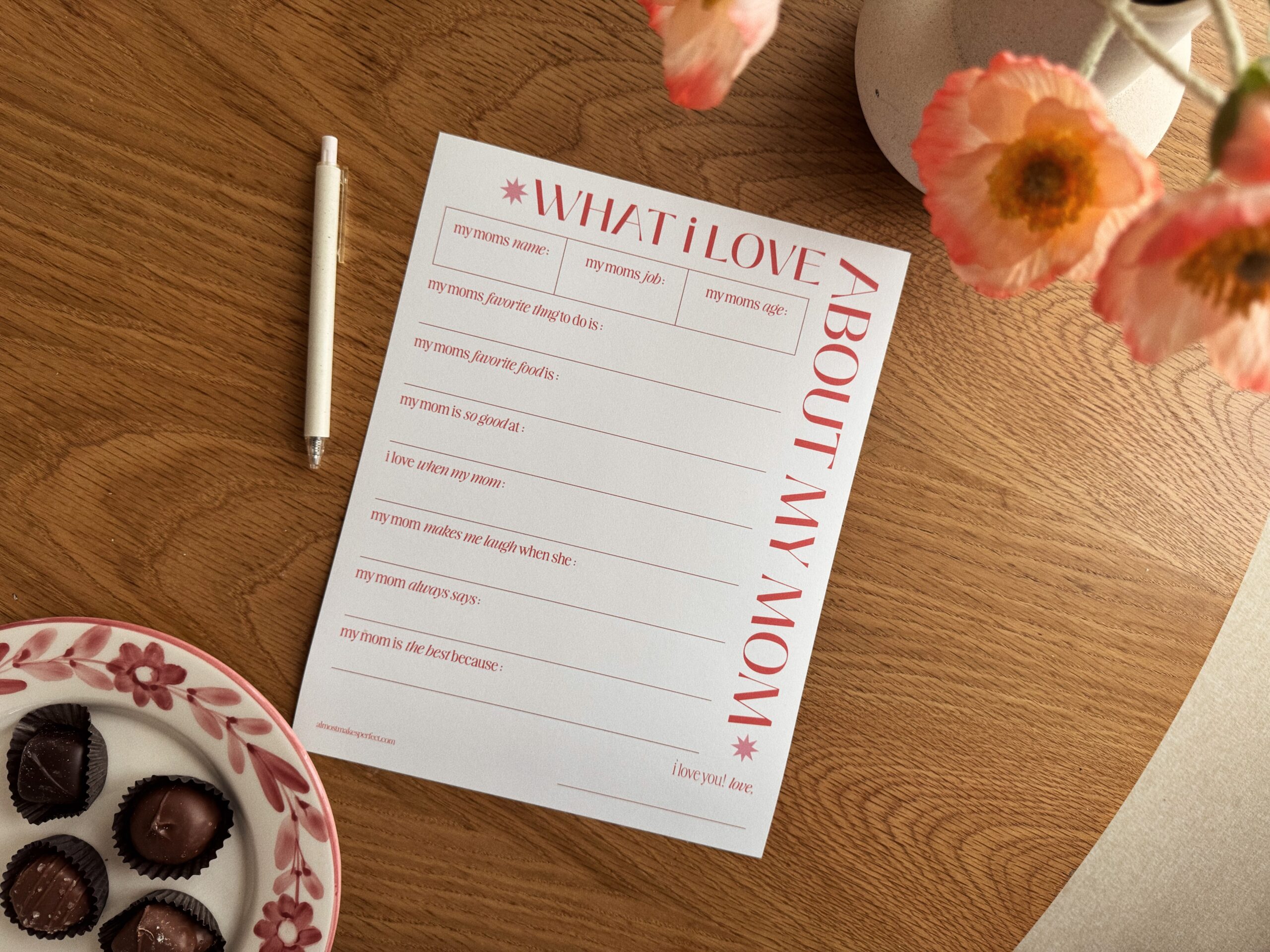 a cute mother’s day fill-in-the-blank printable – almost makes perfect